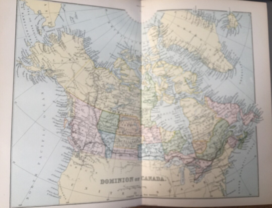 Antique Print Map Dominion of Canada Map of USA Dated C1870's World Map ...