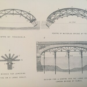 Antique Print Bridge Engraving C1870's Waterloo & London Bridges - Etsy