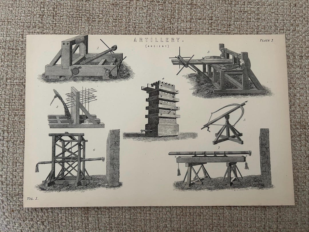 Antique Print C1870s Artillery & Ancient Weapons – Crossbow Arrows ...