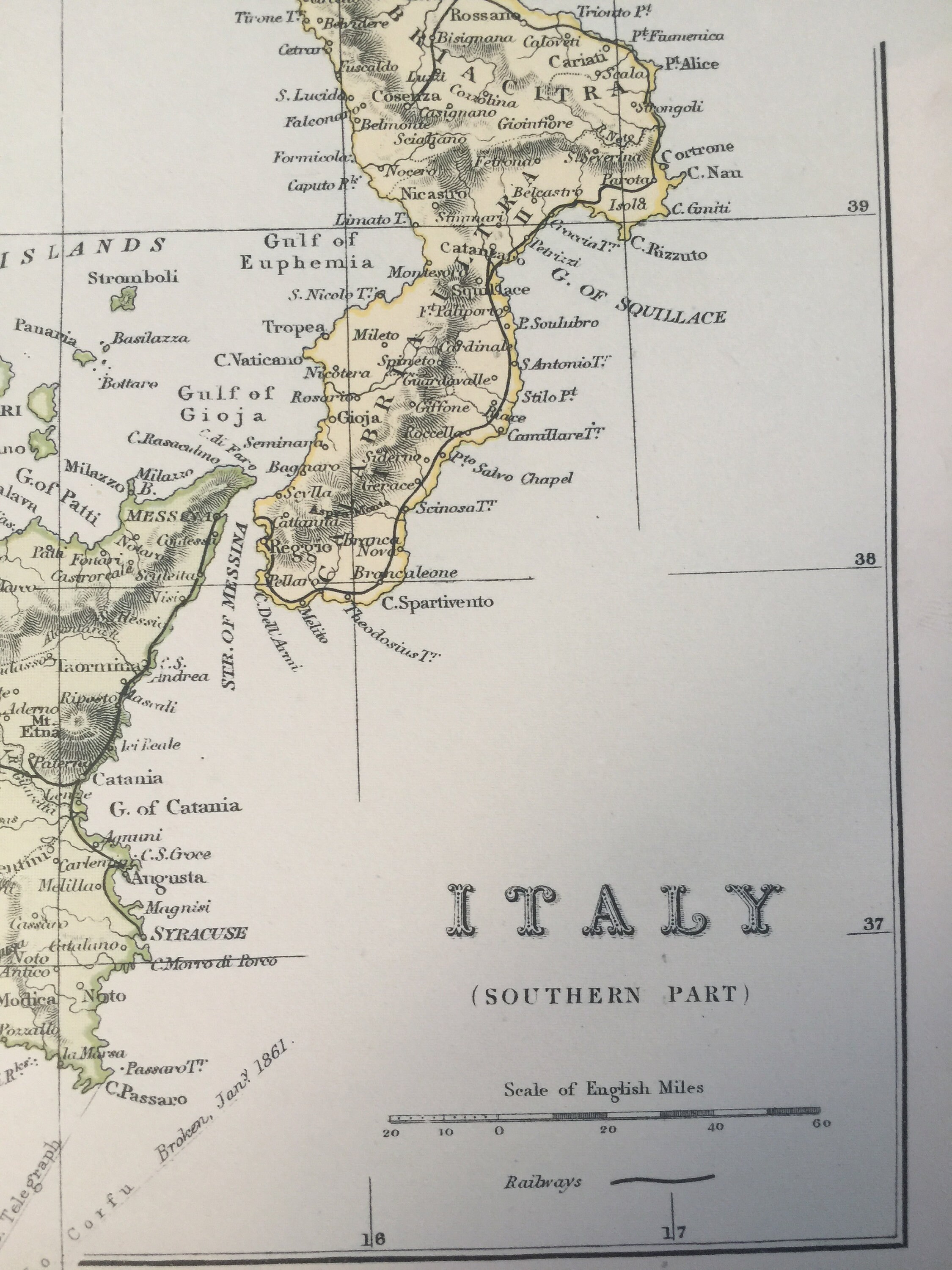 Antique Map of Italy Southern Part Map of Europe Dated C1870's World ...