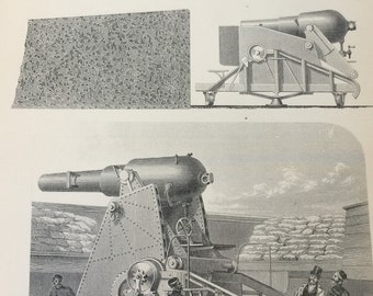 Etchings & Engravings Antique Print Dated C1870's Artillery Engraving ...