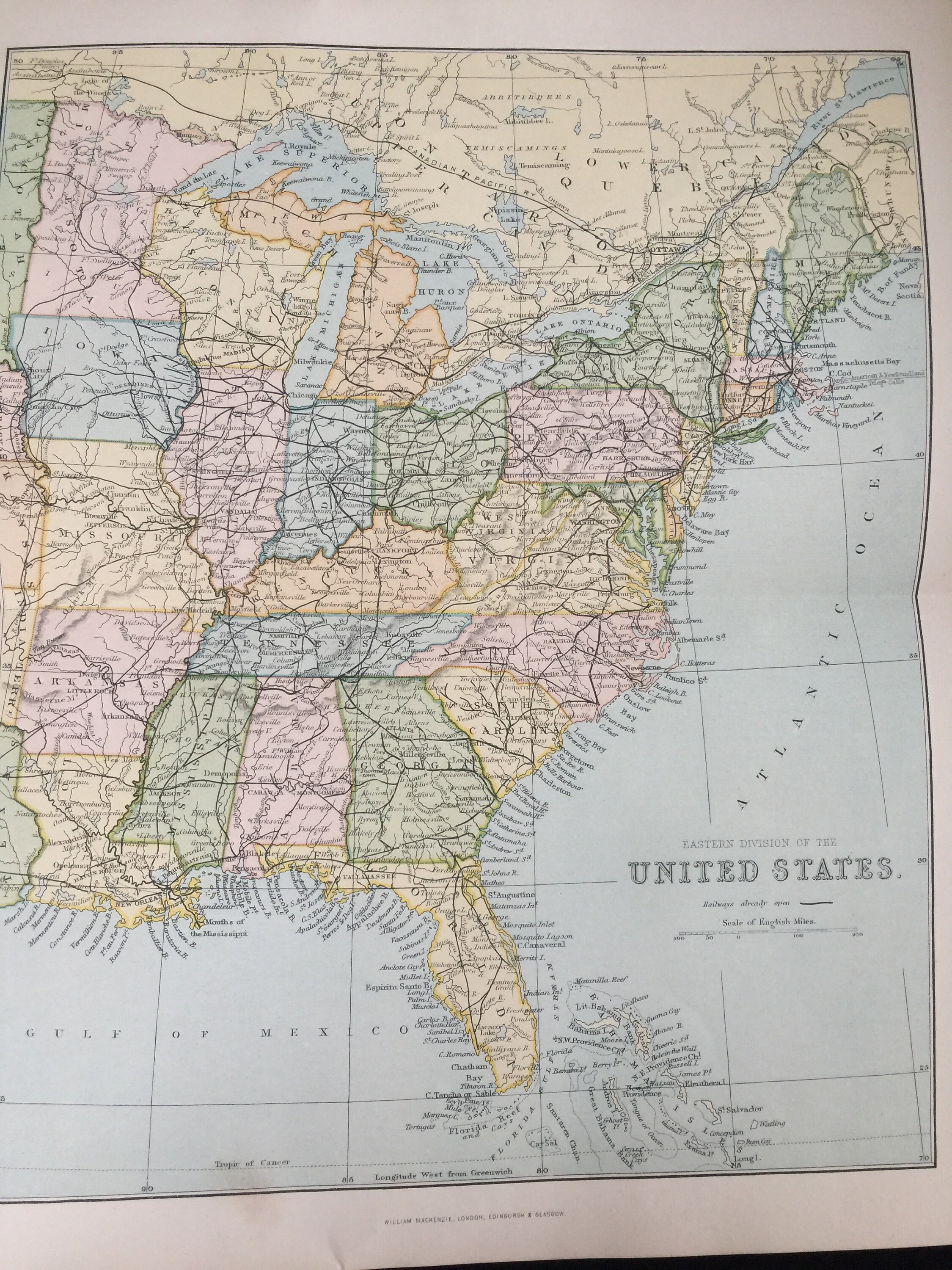 Antique Print C1877 Eastern Division of the United States Map - Etsy
