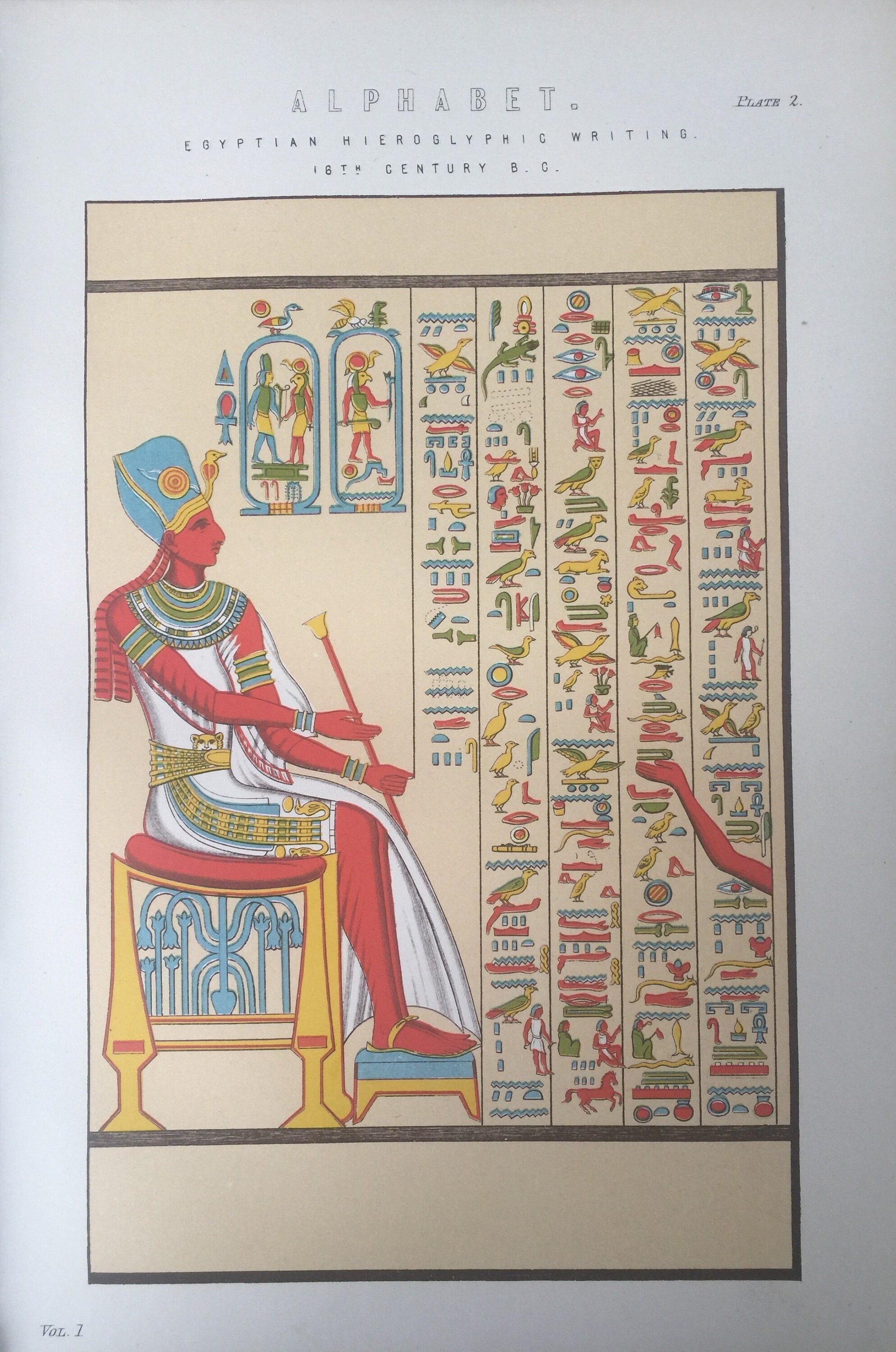 Antique Print C1870's Alphabet Egyptian Hieroglyphic Writing Engraving ...