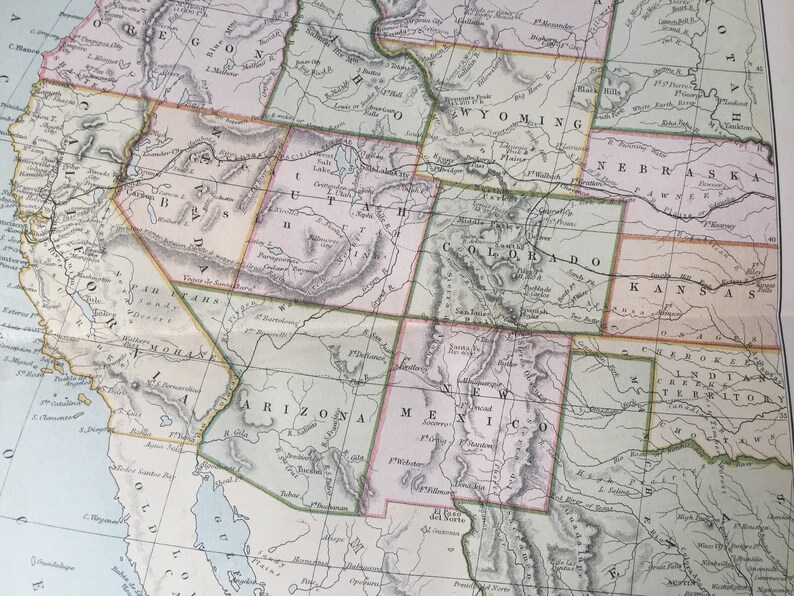 Antique Map Dated C1877 Map of Western Division the United - Etsy