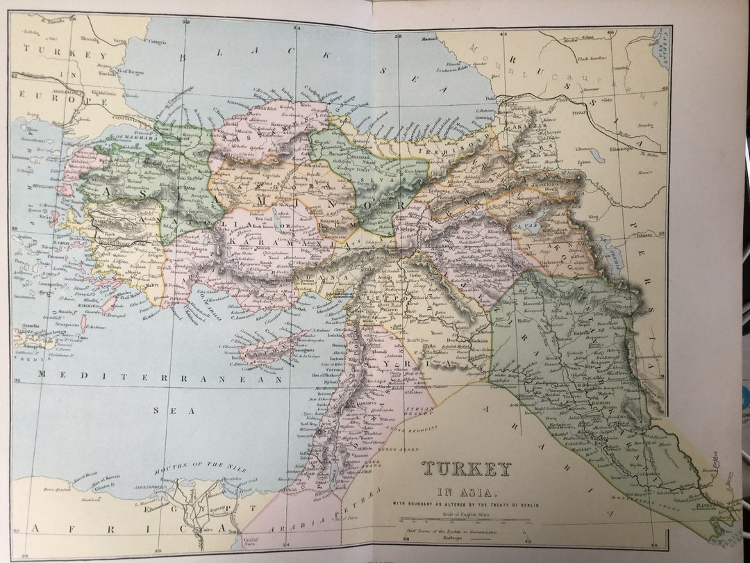 Antique Map Dated C1870's Map of Turkey in Asia Map of the World ...