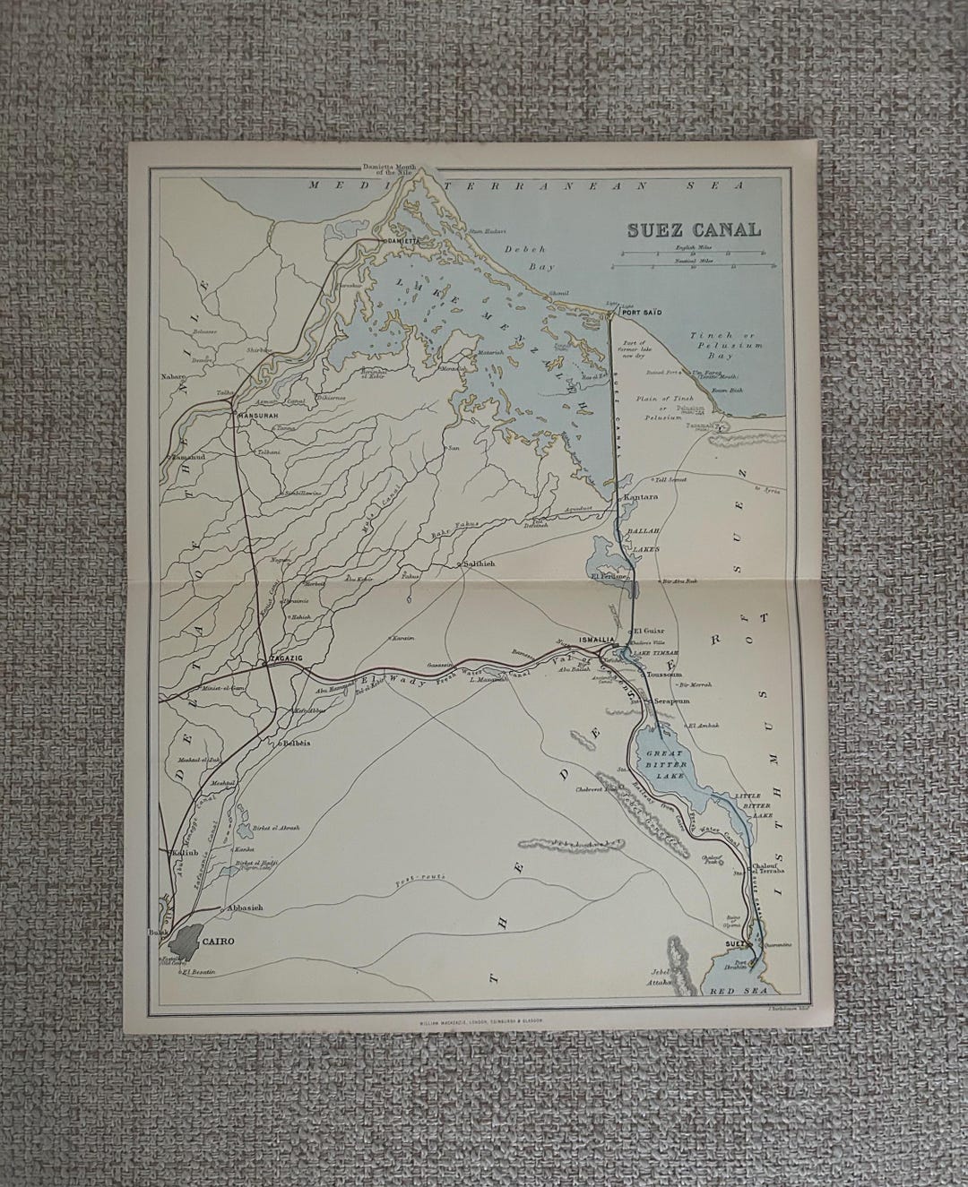 Suez Canal Map C1870s | Antique Fold-out Egypt Print | Victorian World ...