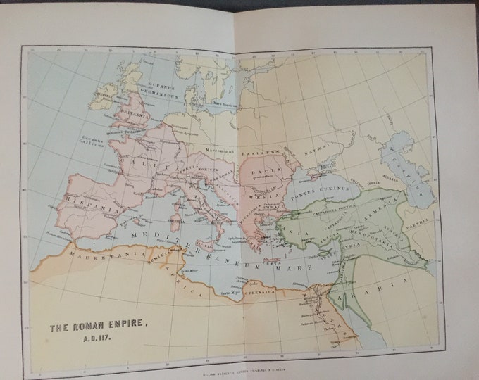 Old Map of Roman Empire, 1880, Rare Map, Antique, Fine Reproduction ...