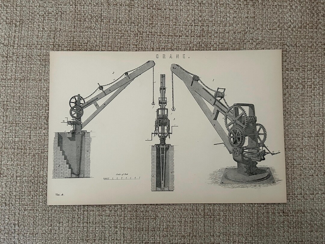 Antique Print – Crane C1870s | Victorian Industrial Machinery ...