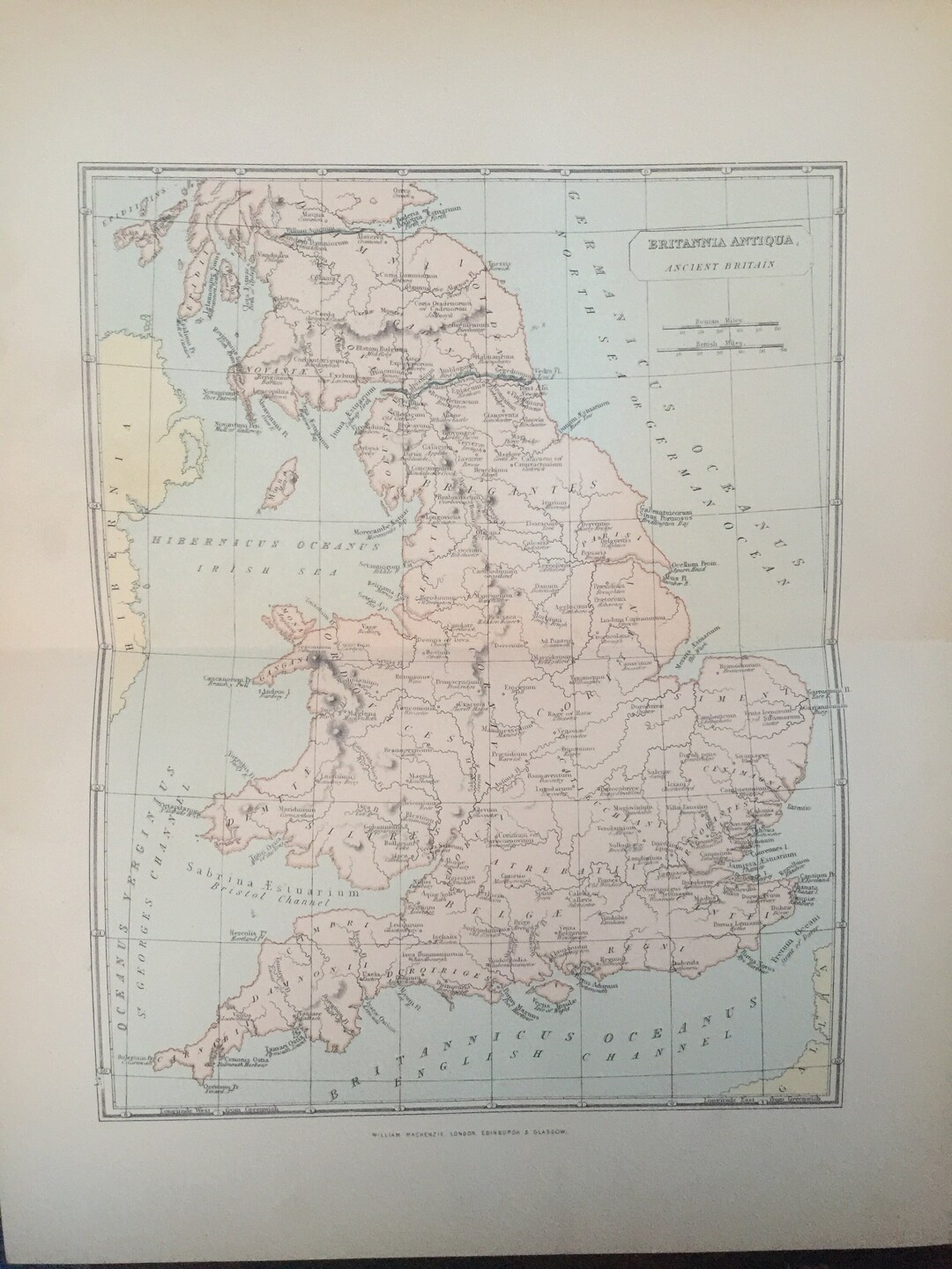 Antique Map Britannia Antiqua Ancient Britain C1870's Map of the World ...
