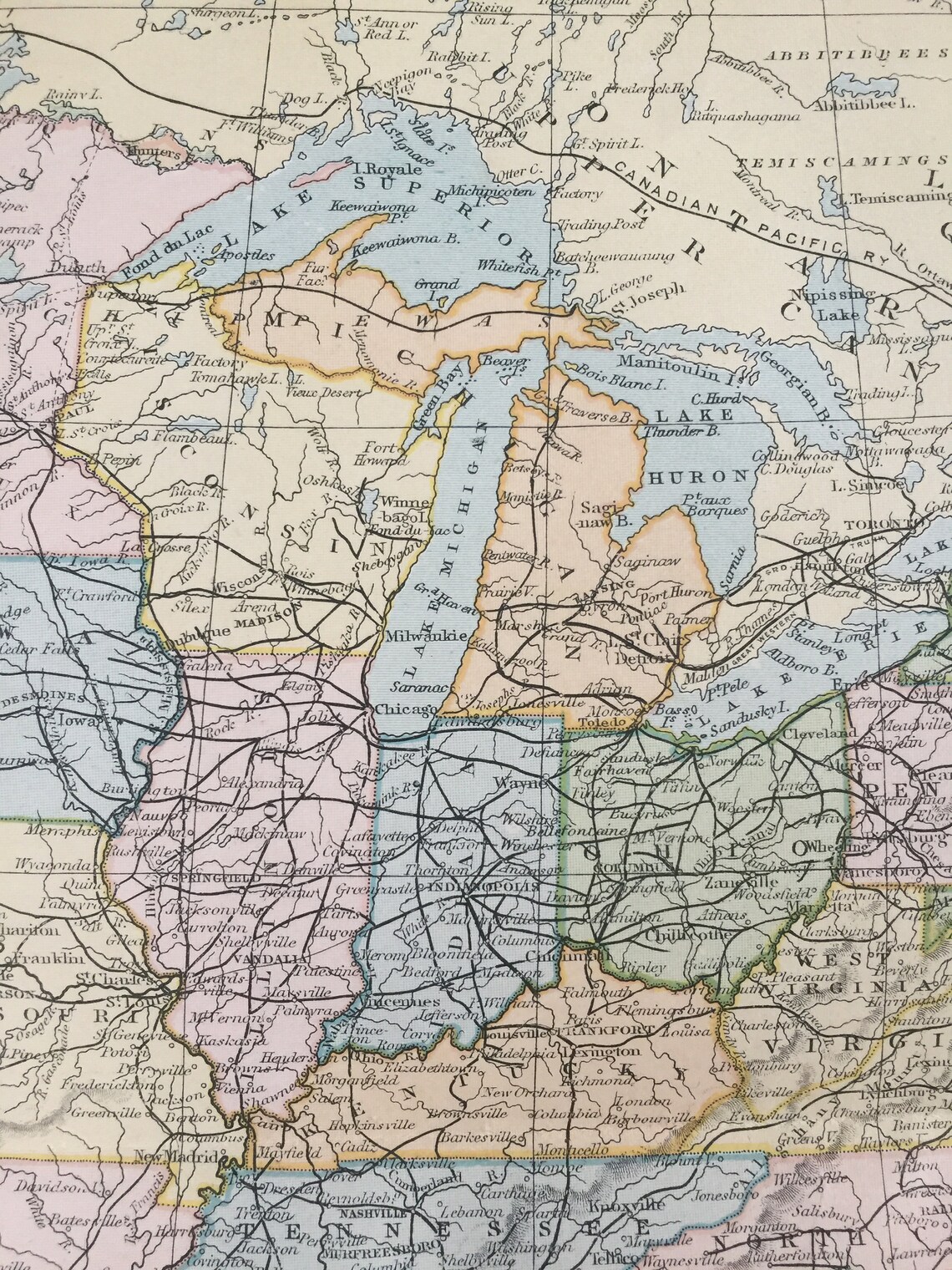 Antique Print C1877 Eastern Division of the United States Map - Etsy