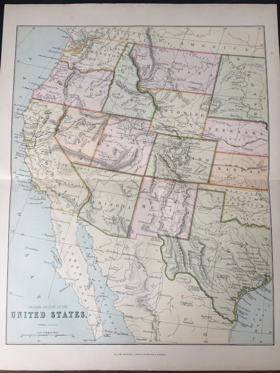 Antique Map Dated C1877 Map of Western Division the United - Etsy