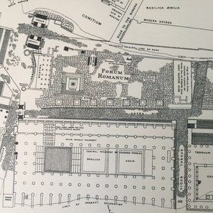 Antique Print Dated C1870's Rome Plan of the Forum Engraving Ancient ...