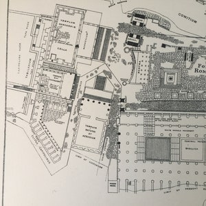 Antique Print Dated C1870's Rome Plan of the Forum Engraving Ancient ...