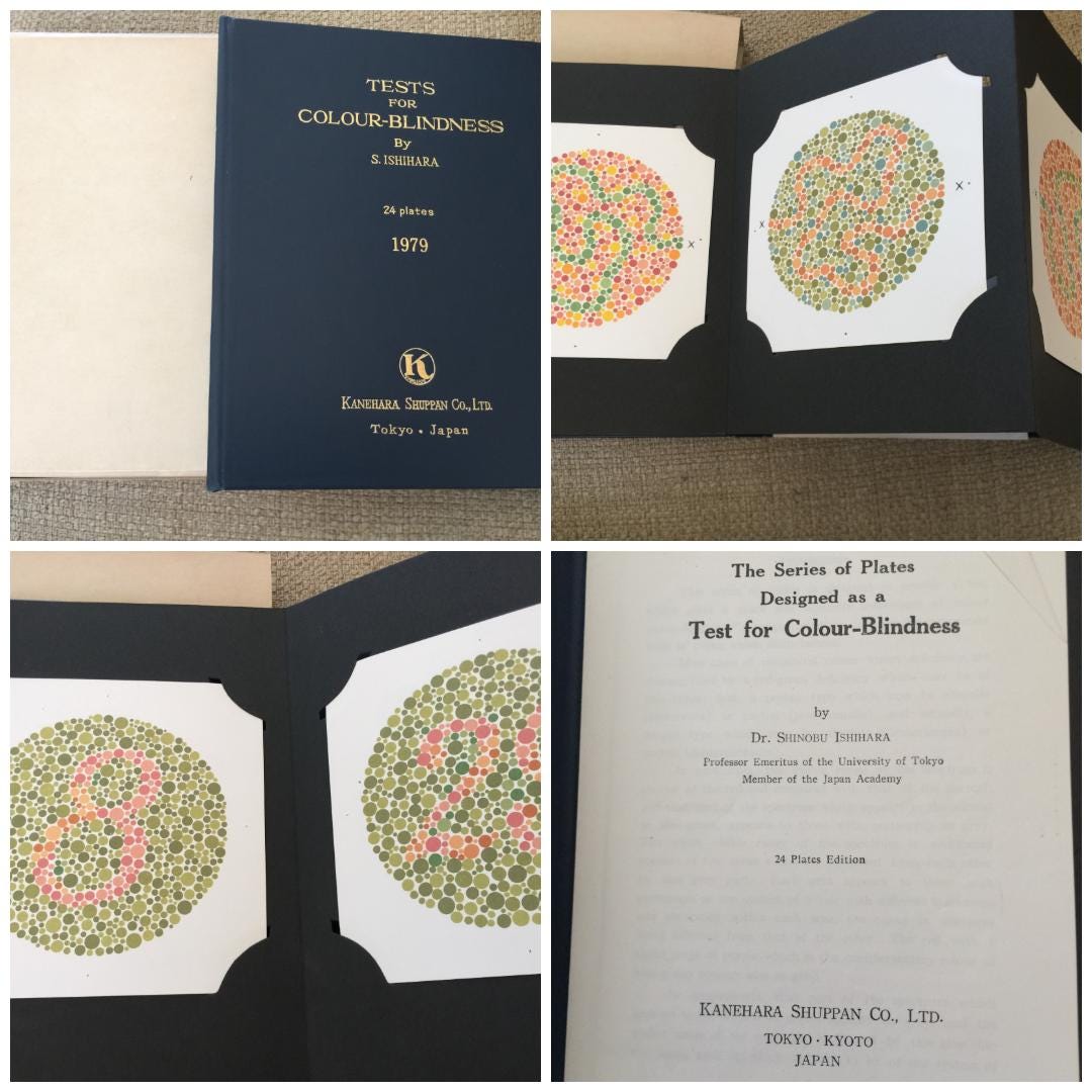 Tests for Colour Blindness Dated 1979 by S. Ishihara 24 Fold Out Plates ...