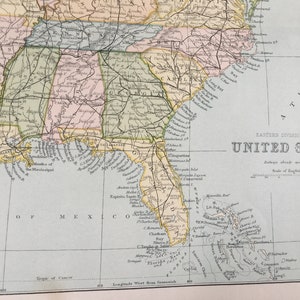 Antique Print C1877 Eastern Division of the United States Map - Etsy