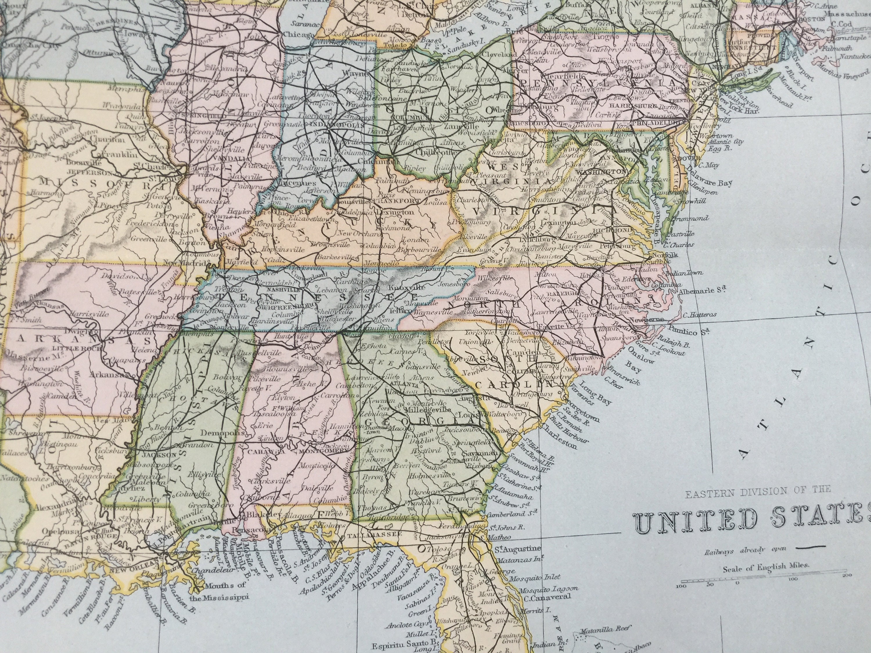 Antique Print C1877 Eastern Division of the United States Map - Etsy