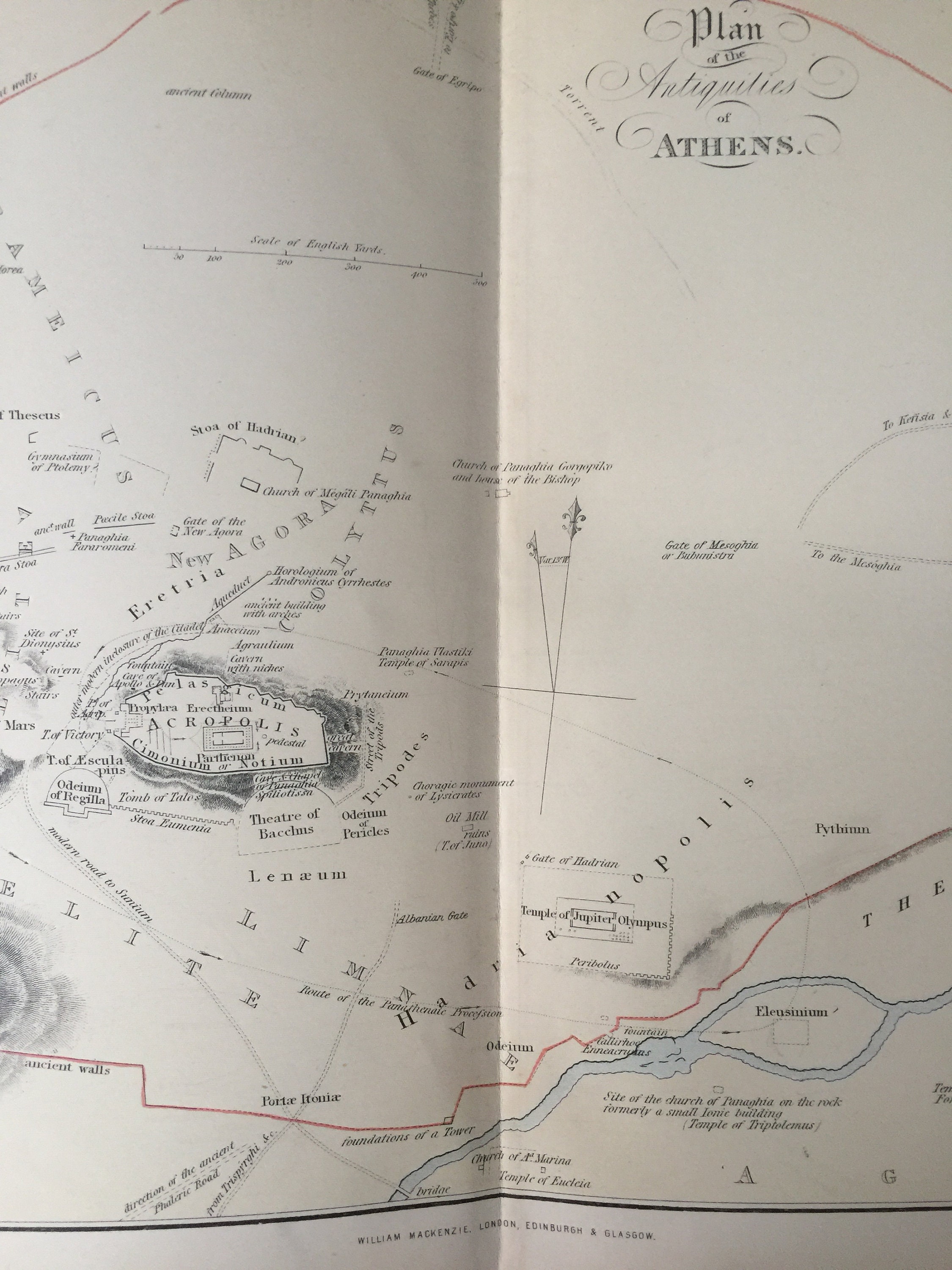Antique Print Plan of the Antiquities of Athens C1870's Fold Out Map ...