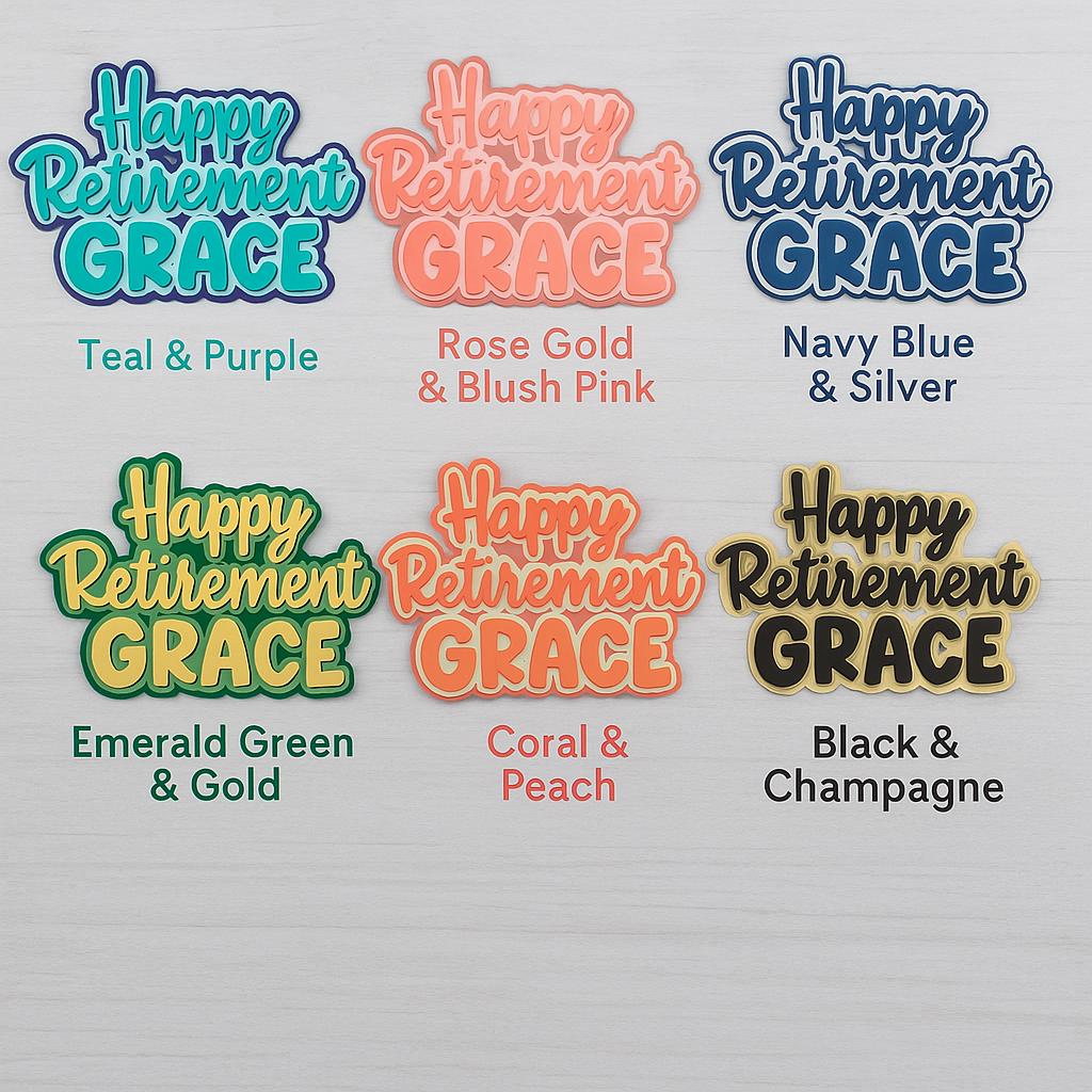 Personalized Happy Retirement Cake Topper With Name 3D Layered Cake ...