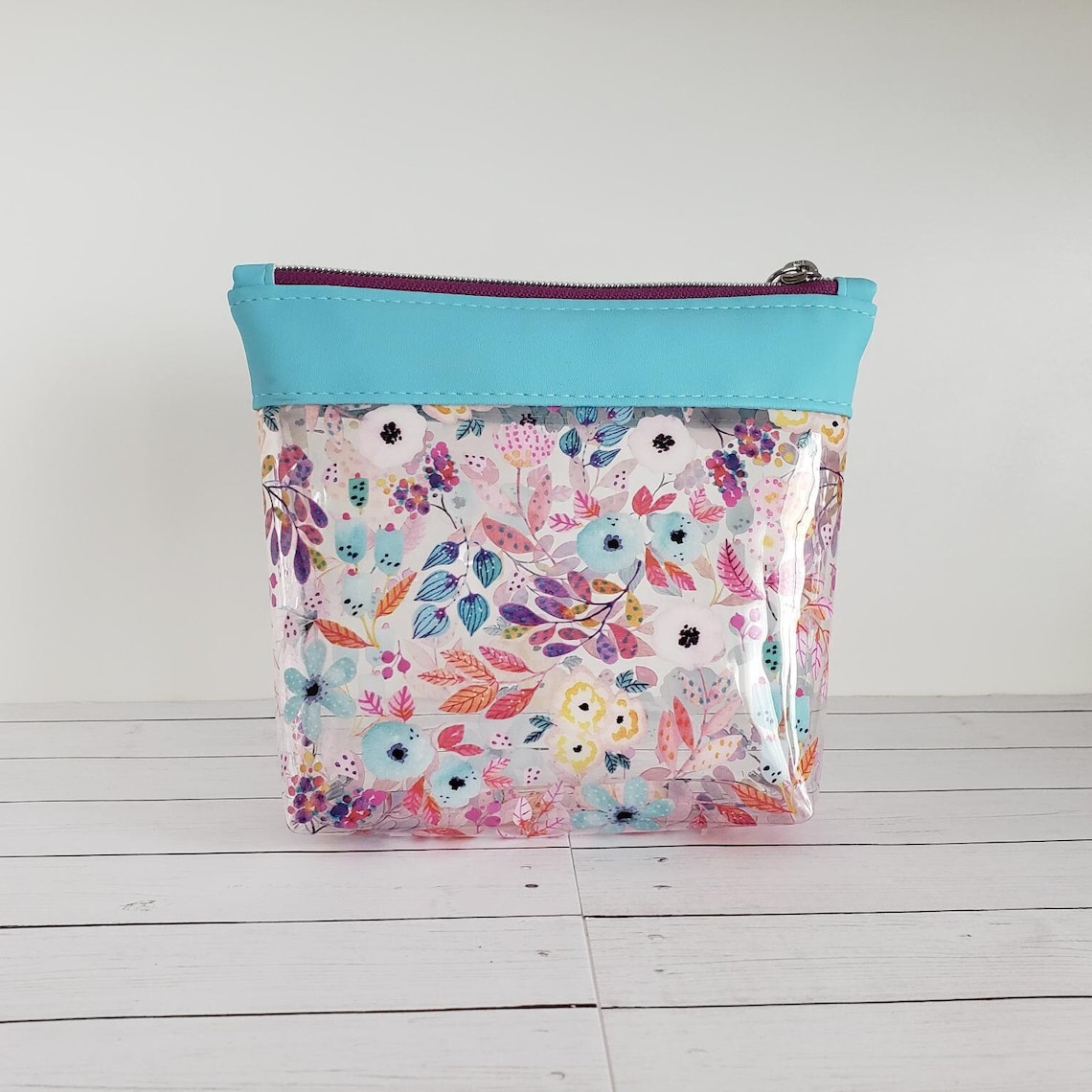 Clear Vinyl Pouch | Multi-colored Floral Pouch | Clear Bag - Etsy