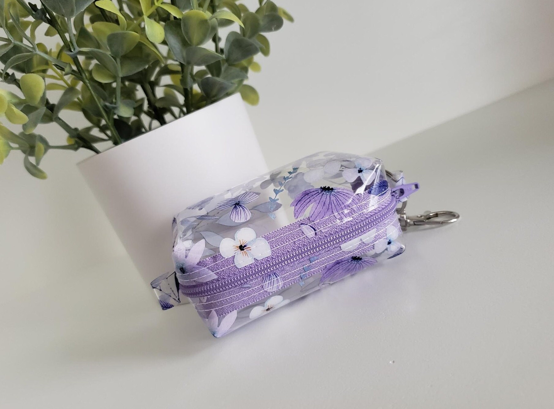 Lavender Floral Clear Vinyl Mini Boxy Bag Clear Mini Bag Clear Boxy ...