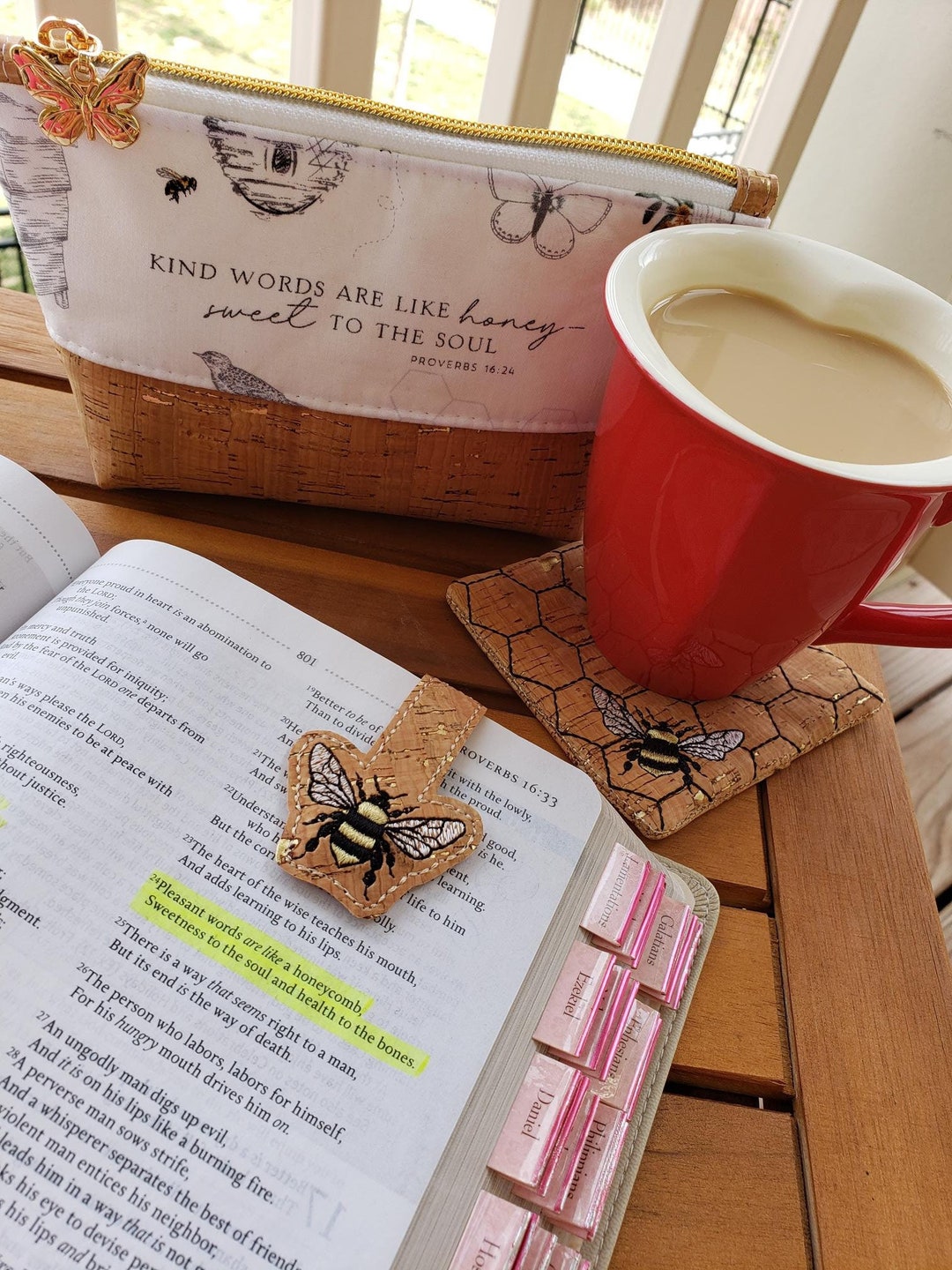 Trio Gift Set W/embroidery | Snack Pouch/coaster/bookmark | Proverbs 16 ...