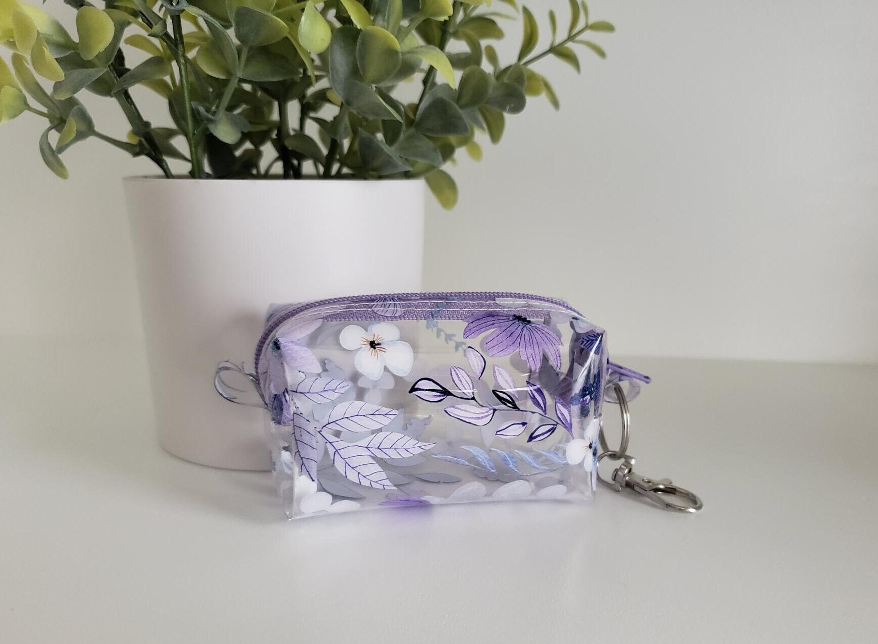 Lavender Floral Clear Vinyl Mini Boxy Bag Clear Mini Bag Clear Boxy ...