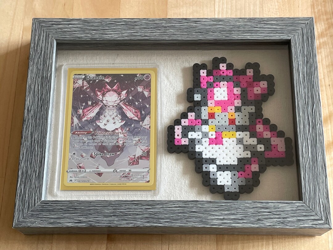 Diancie Shadow Box With Perler Bead and Pokemon Card - Etsy