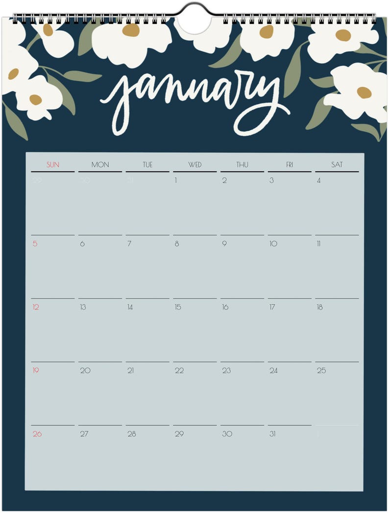 Floral Calendar 2025 Wall Calendar Illustrated Calendar Hanging Wall ...