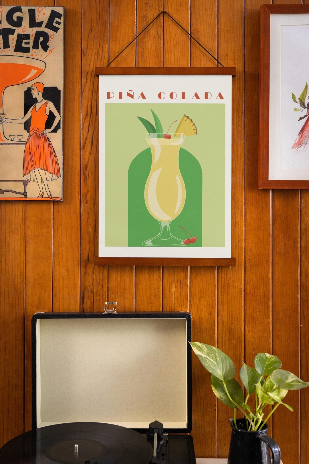 Pina Colada Wall Art, Cocktail Poster, Bar Decor, Tropical Drink Art ...