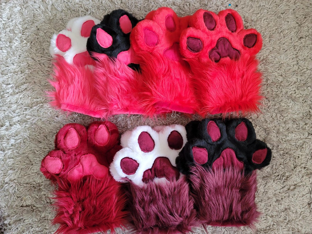 Red Furry Hand Paws - Etsy