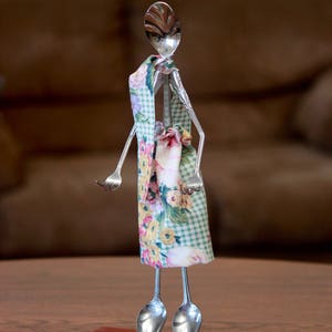 FLATWARE FOLK lady in a Floral Dress Business Card Holder Figurine ...
