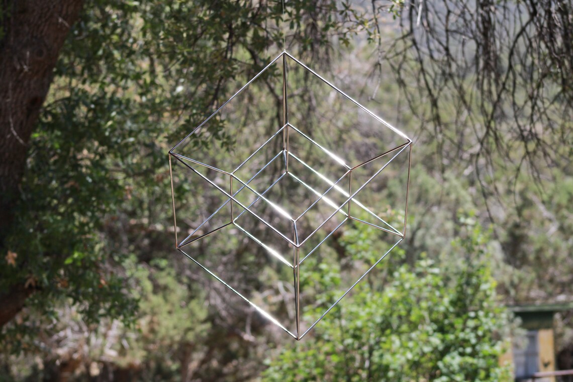 HUGE Tesseract Hypercube Metal Sculpture Office Home Decor ...