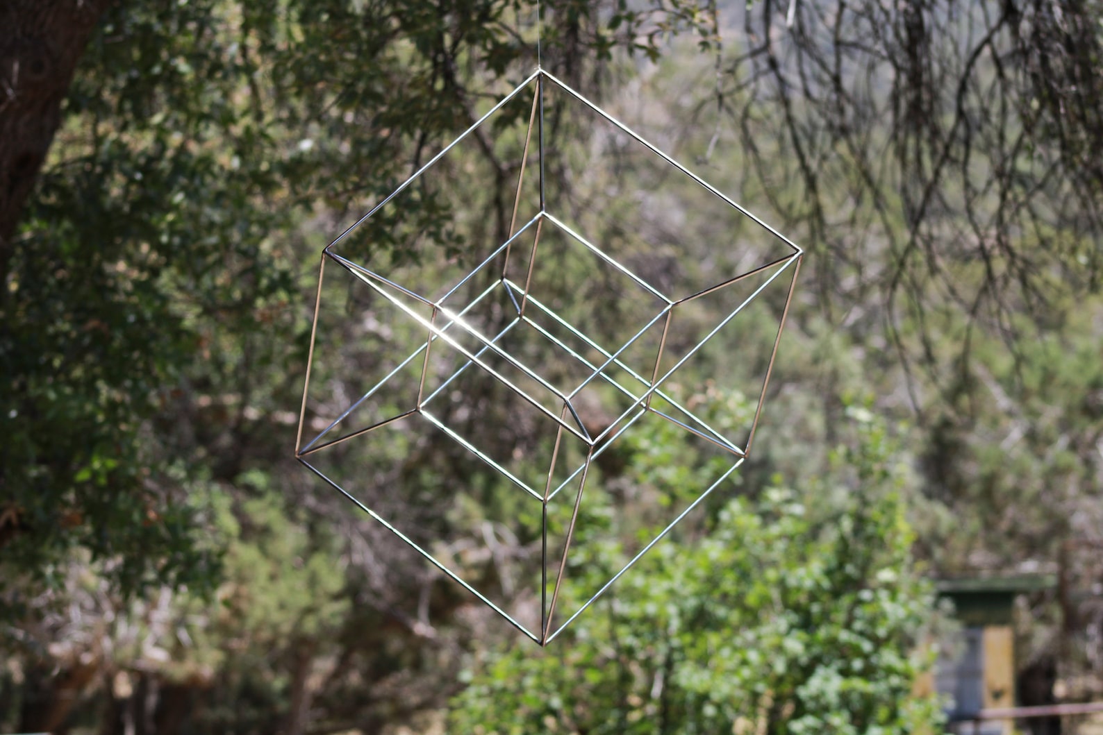 HUGE Tesseract Hypercube Metal Sculpture Office Home Decor ...