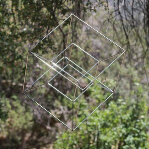 HUGE Tesseract Hypercube Metal Sculpture Office Home Decor ...