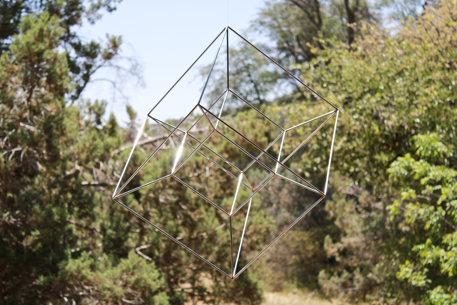 HUGE Tesseract Hypercube Metal Sculpture Office Home Decor ...