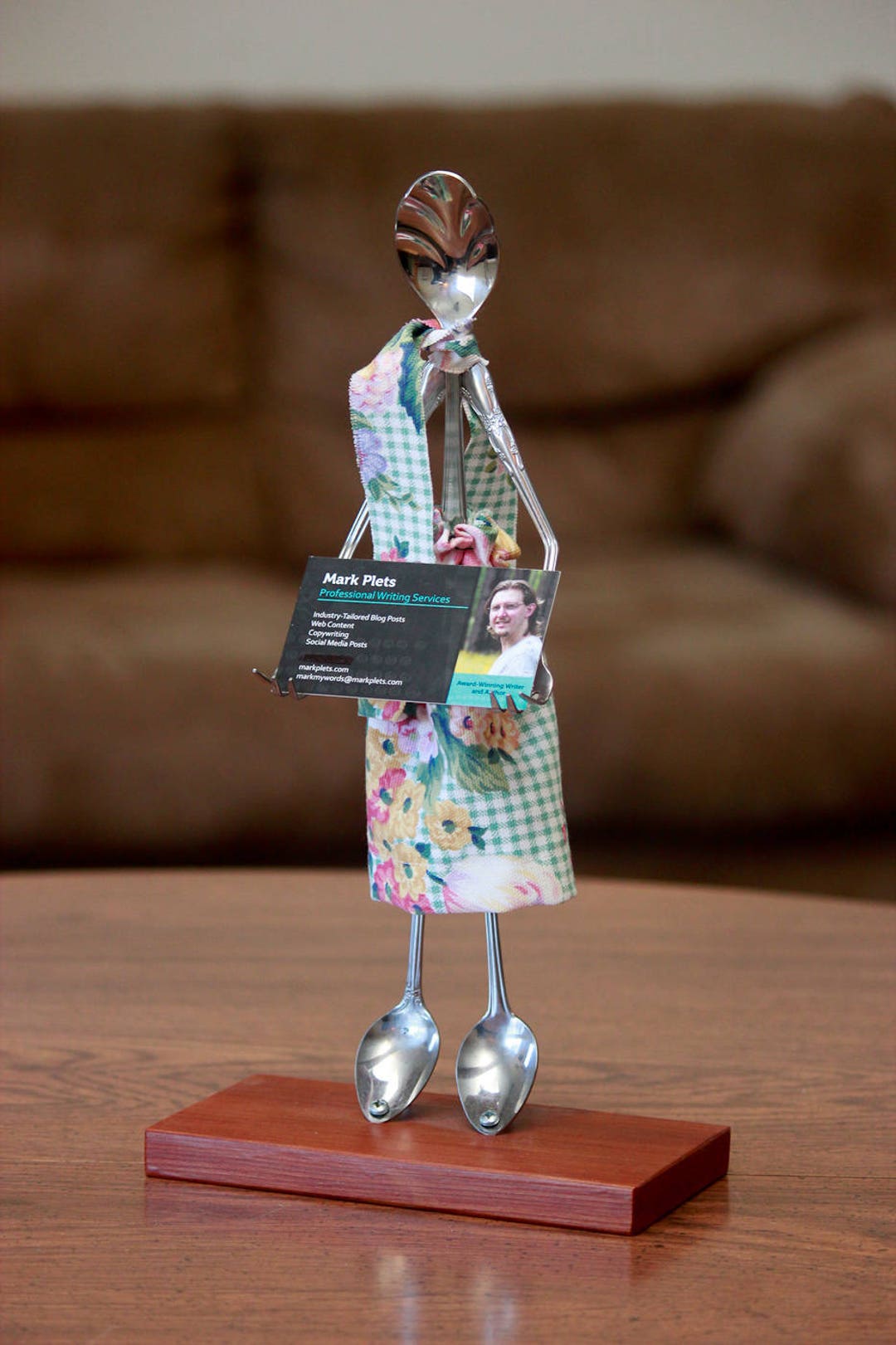 FLATWARE FOLK lady in a Floral Dress Business Card Holder Figurine ...