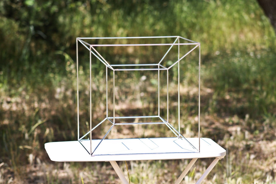 HUGE Tesseract Hypercube Metal Sculpture Office Home Decor ...