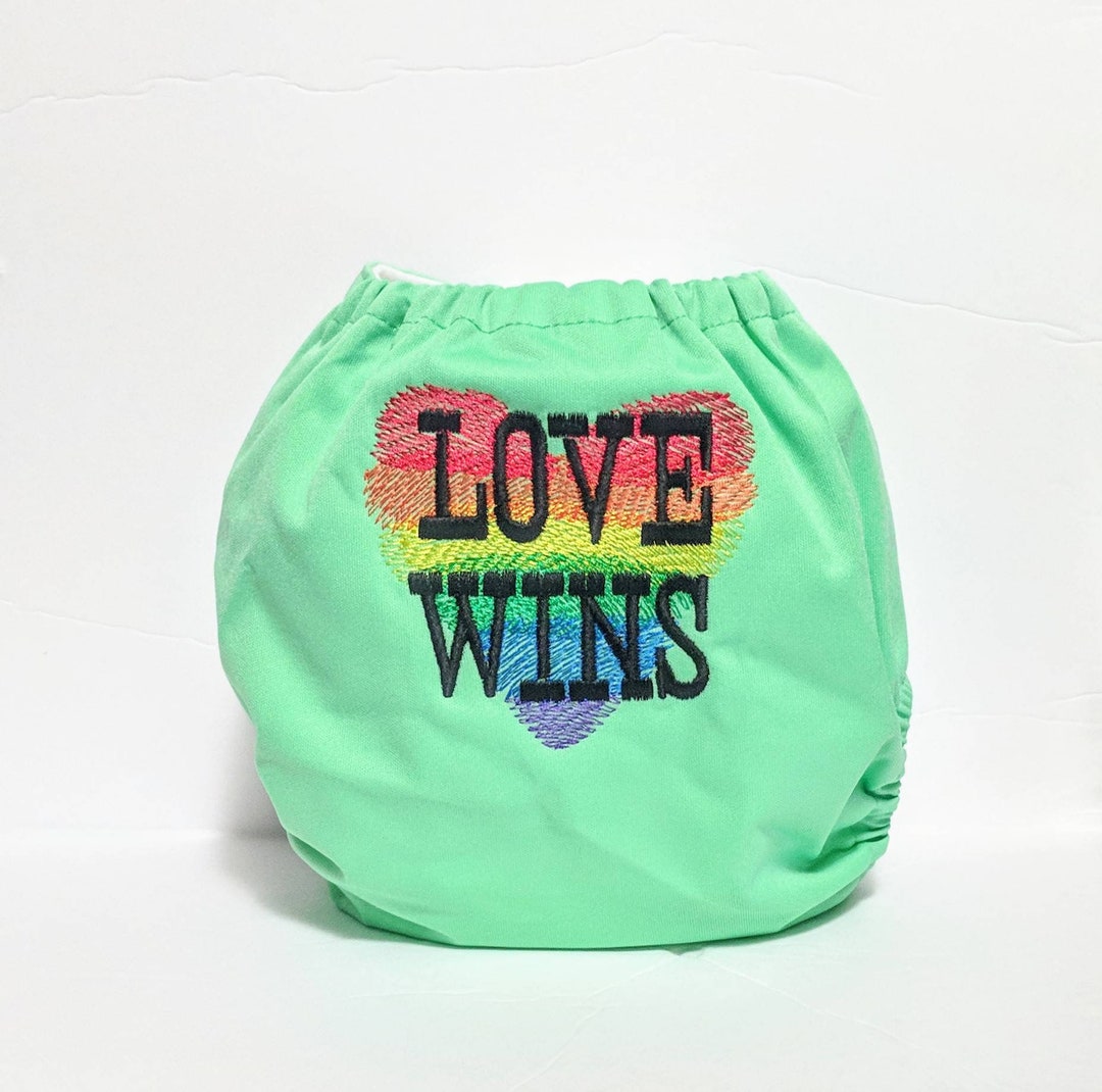 Love Wins Cloth Diaper - Rainbow One Size Diaper - Embroidered Pocket ...