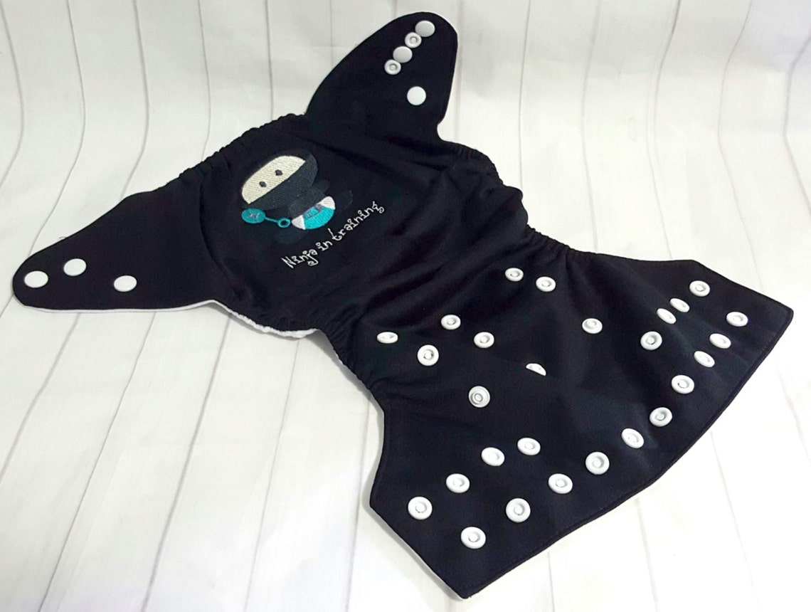 Ninja Baby Cloth Diaper - Ninja in Training - Embroidered Cloth Diaper ...