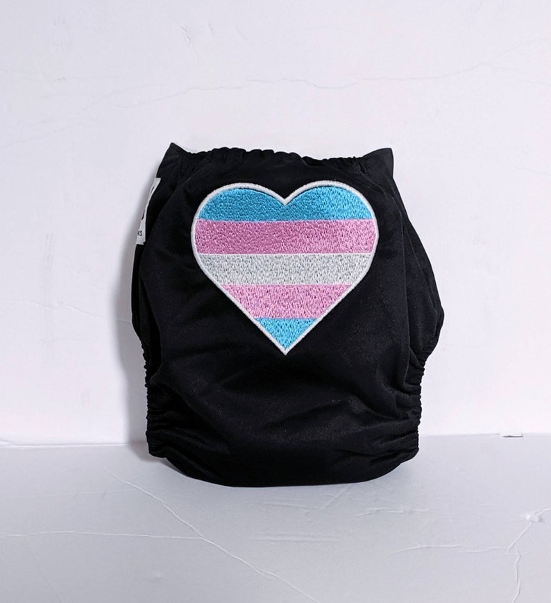 Transgender Flag Heart Embroidered Cloth Diaper I Love - Etsy