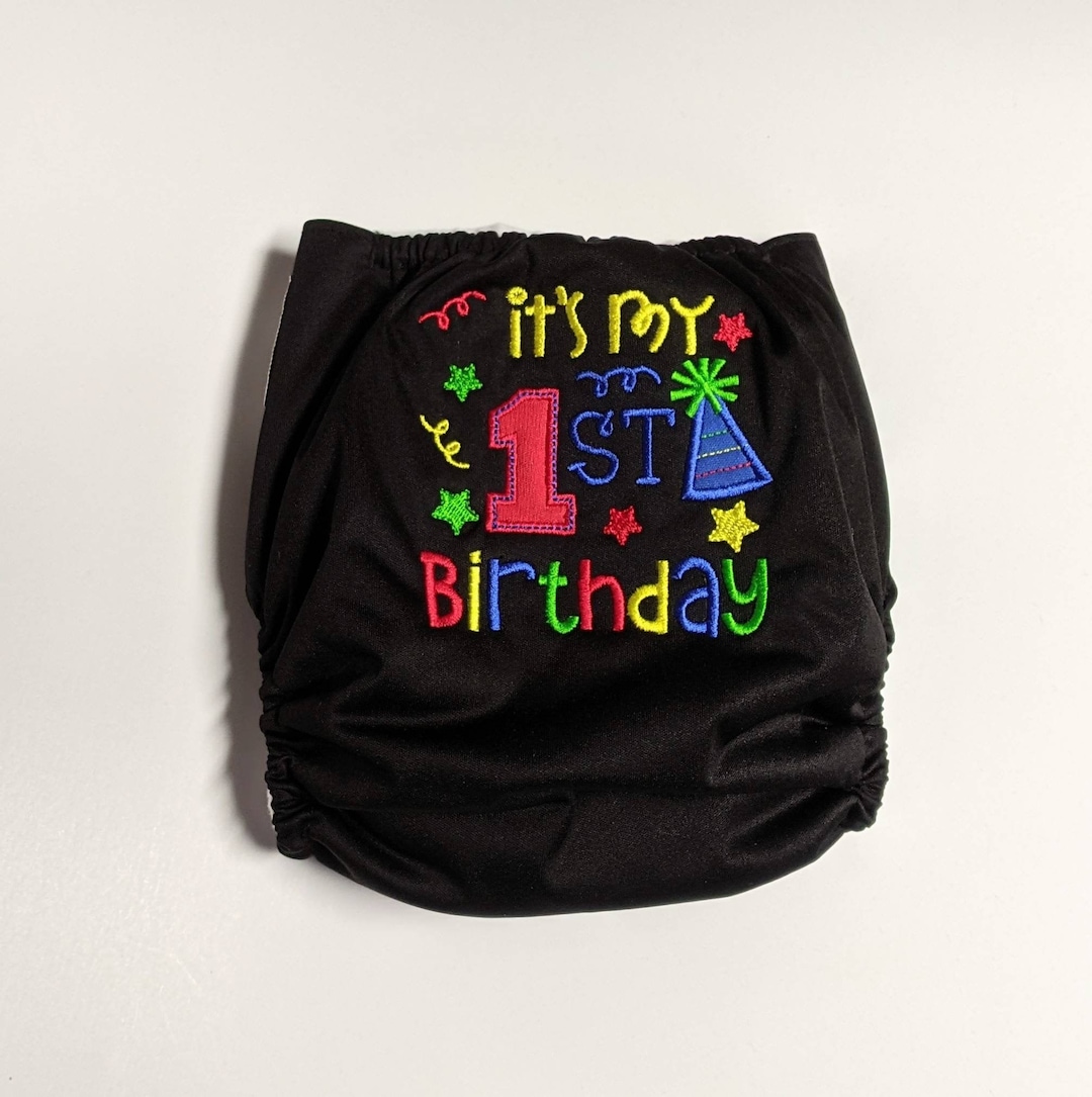 First Birthday Cloth Diaper - 1st Birth Day Embroidered Diaper - WAHM ...
