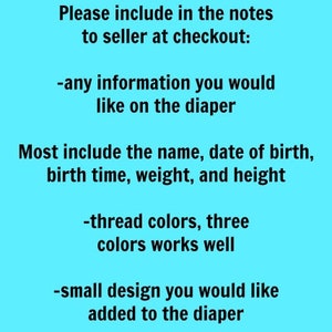 Birth Stats Cloth Diaper - Embroidered Custom Diaper - WAHM Cloth ...
