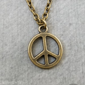 Peace Sign Necklace VERY SMALL Peace Sign Charm Necklace Peace Sign ...