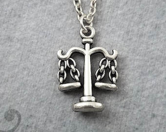 Scales Necklace SMALL Scales of Justice Necklace Scales Charm Necklace ...
