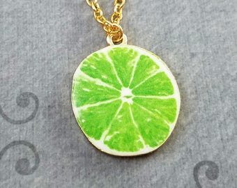 Lemon Necklace Lemon Jewelry Lemon Slice Charm Necklace Yellow Lemon ...