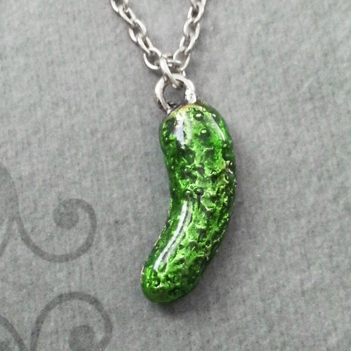 Pickle Necklace VERY SMALL Pickle Jewelry Green Pickle Charm - Etsy