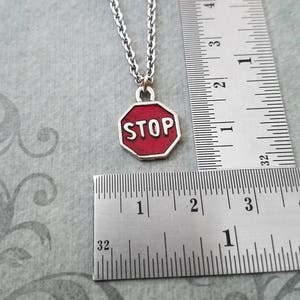 Stop Sign Necklace SMALL Red Stop Sign Charm Street Sign Driving ...