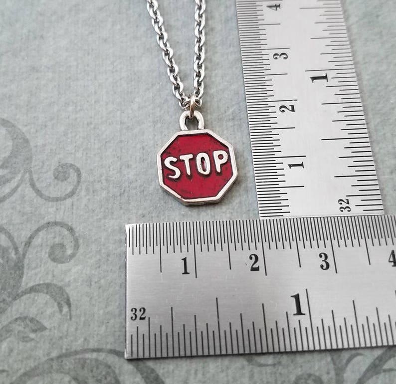 Stop Sign Necklace SMALL Red Stop Sign Charm Street Sign Driving ...