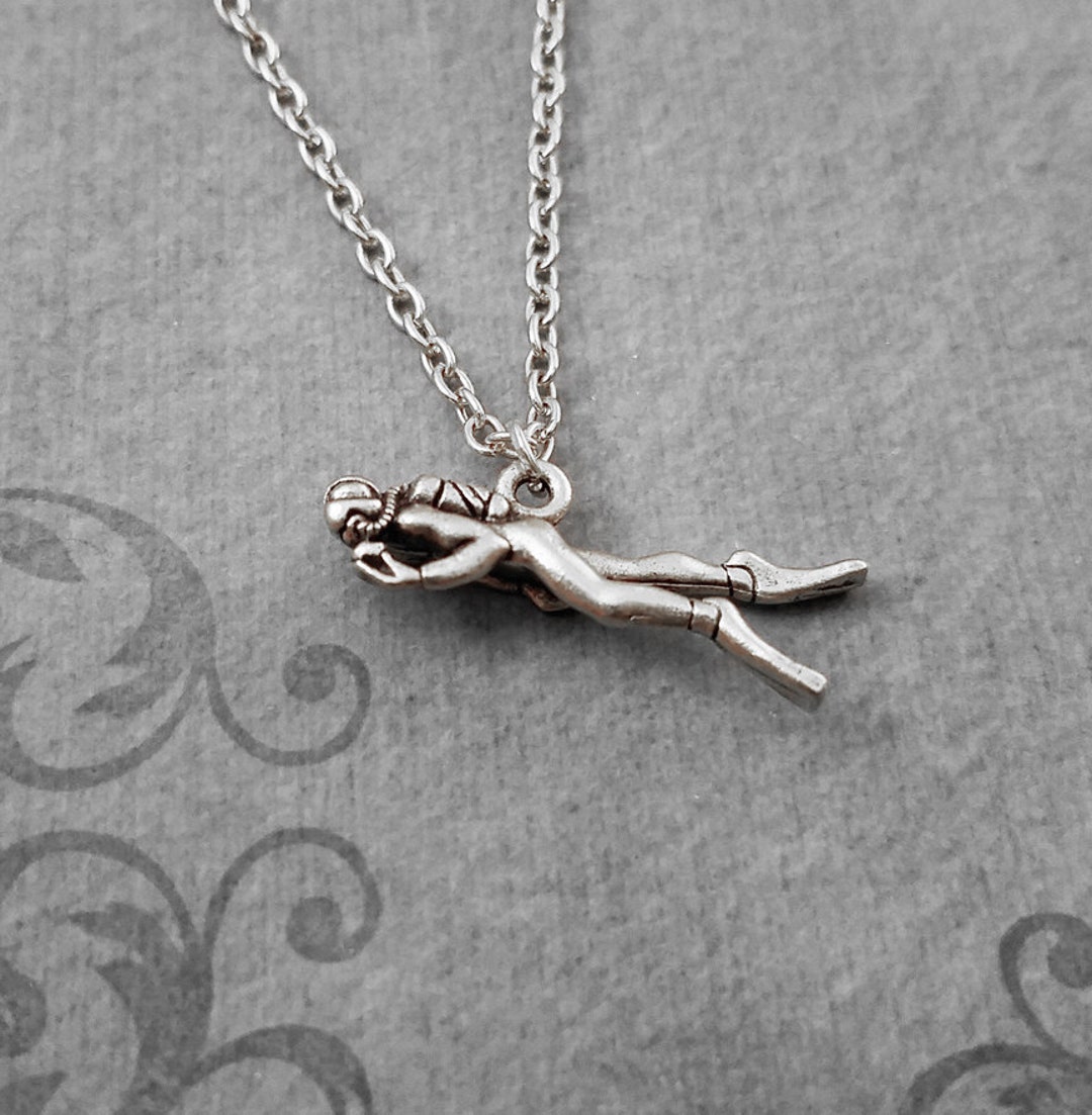 Scuba Diver Necklace SMALL Scuba Jewelry Snorkeler Gift Scuba Charm ...