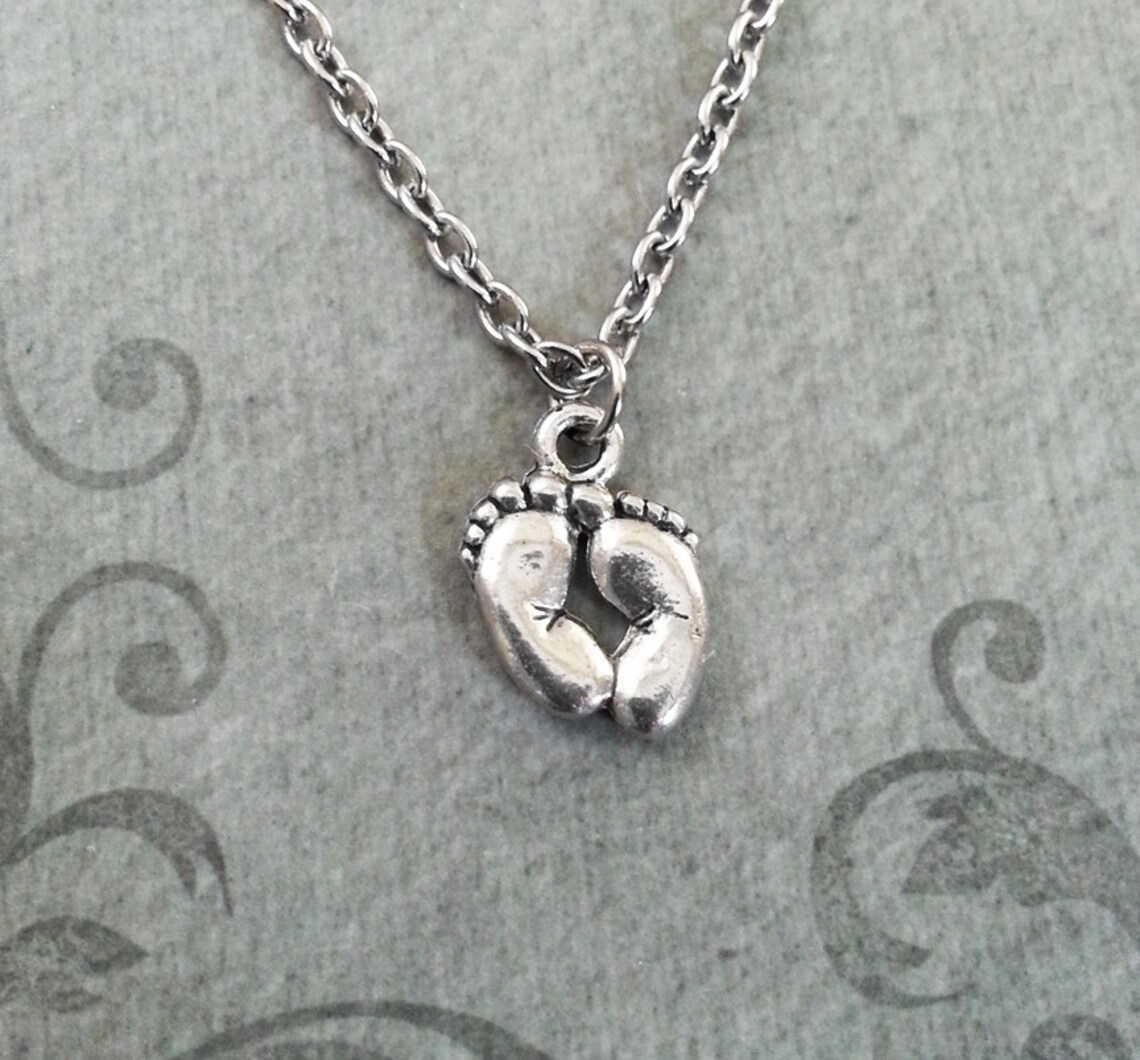 Baby Feet Necklace VERY SMALL Foot Jewelry Footprints Pendant - Etsy